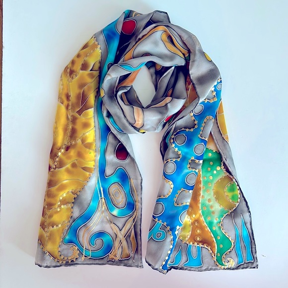 Accessories | 10 Silk Scarf Hand Painted Original Artist Signed Oblong ...